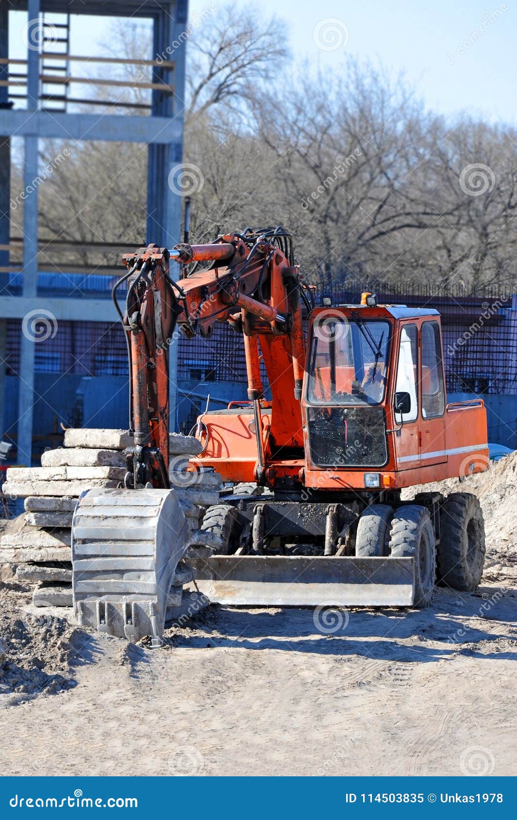Excavating Machine on Construction Site Stock Image - Image of ...