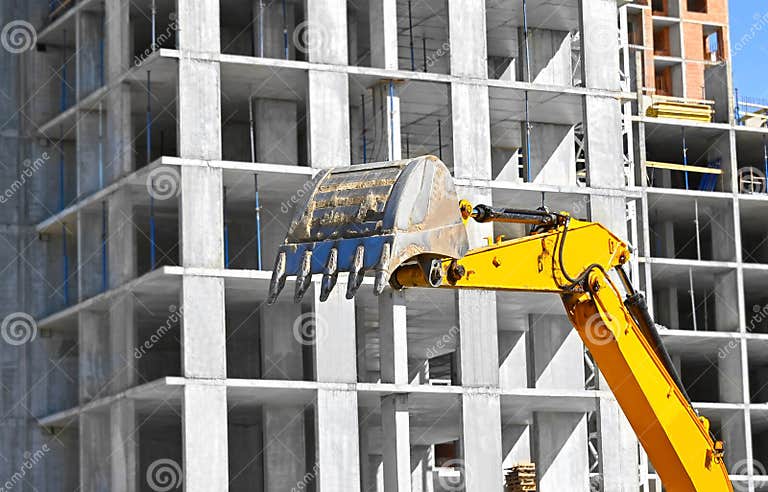 Excavating Machine on Construction Site Stock Photo - Image of working ...