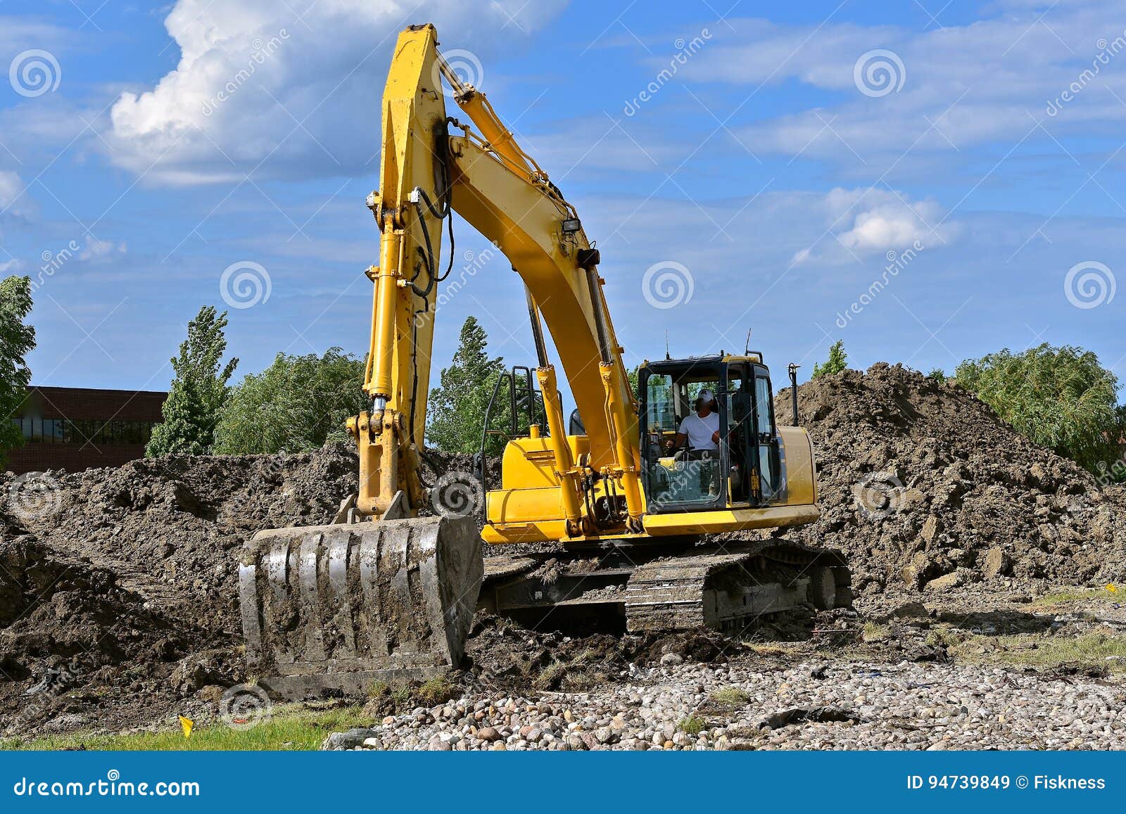 Excavating Machine Moves Earth Stock Image - Image of loader, power ...