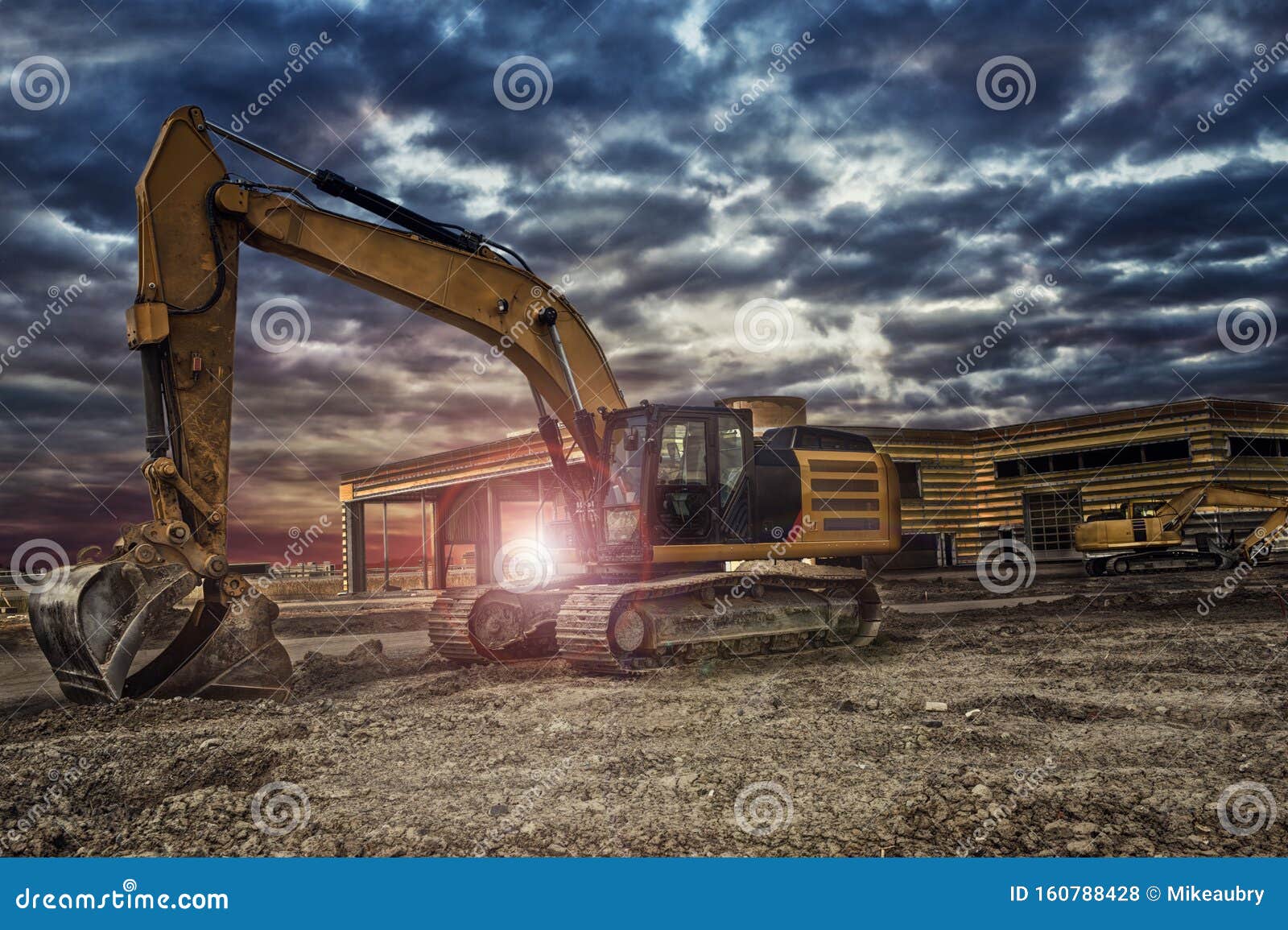 Excavating Machinery at the Construction Site. Stock Photo - Image of ...