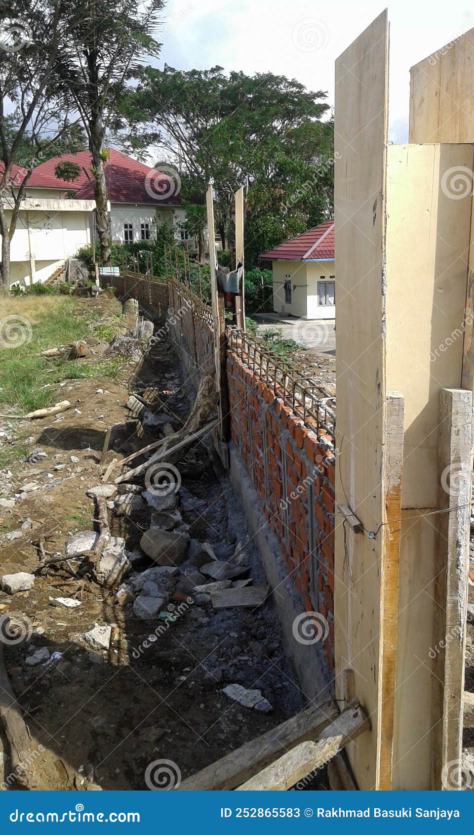 Construction of the Wall Fence, the Work is Not Finished Stock Image ...