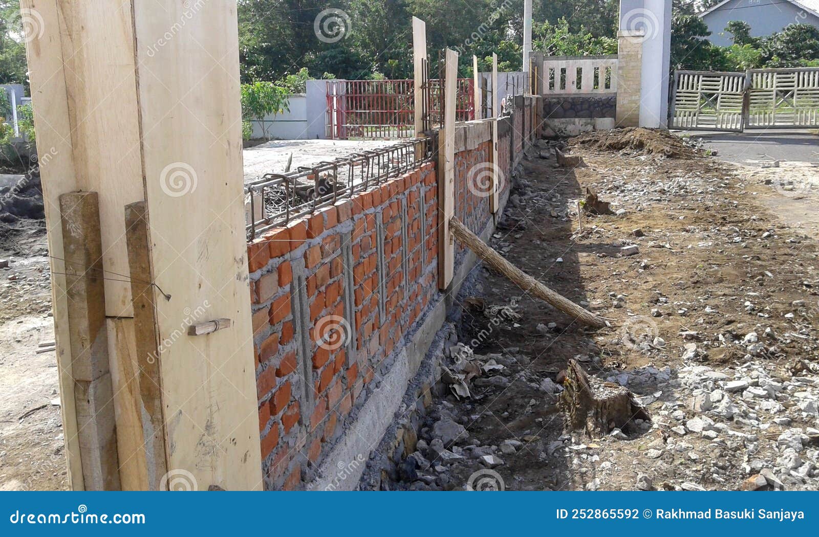 Construction of the Wall Fence, the Work is Not Finished Stock Photo ...
