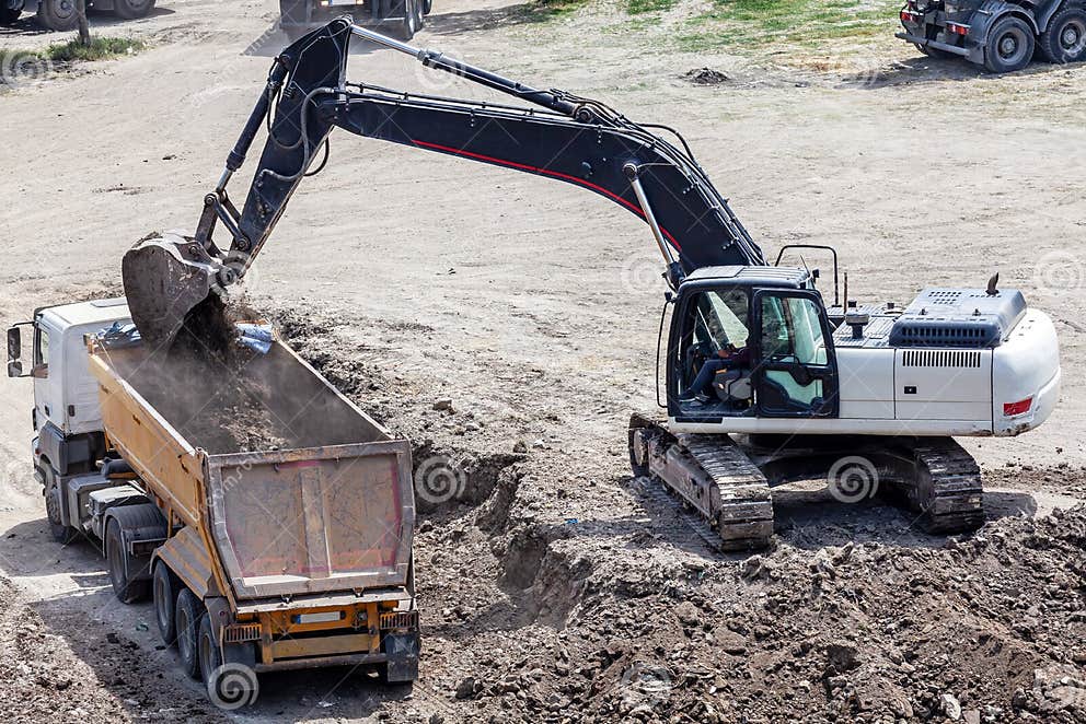 Excavation Loading with Excavator Stock Image - Image of backhoe ...