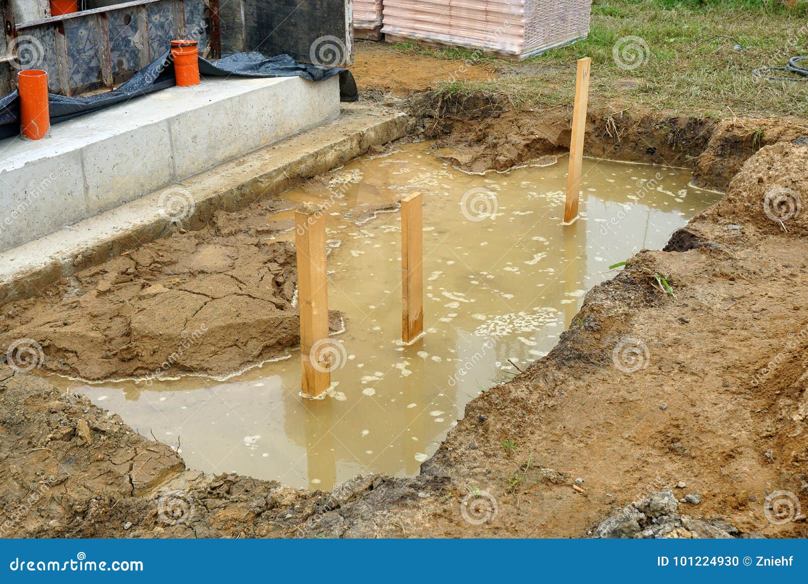 Excavation Pit, Filled with Ground Water Stock Photo - Image of ...