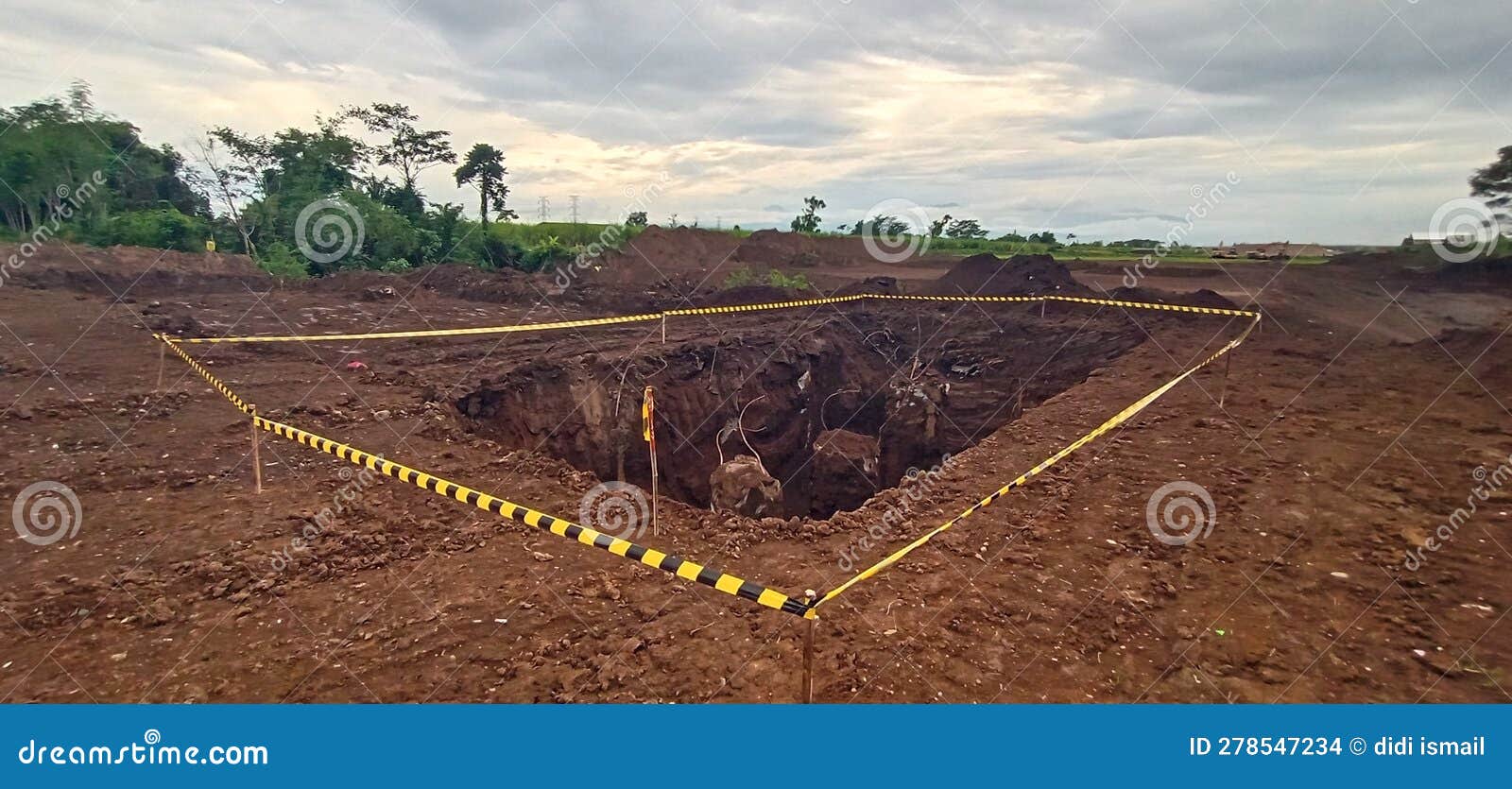 Excavation Safety Line before Accident Stock Photo - Image of ...