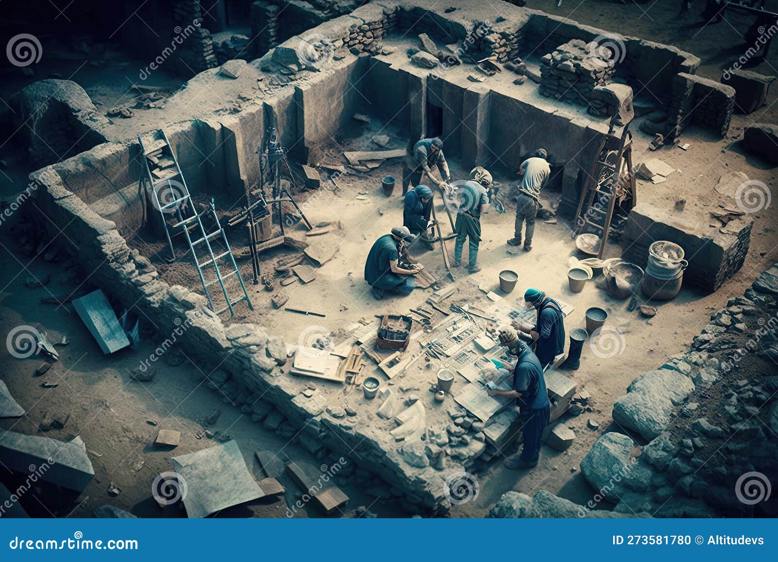 Excavation Site, with Researchers Uncovering Ancient Artifacts and ... Excavation Site, with Researchers Uncovering Ancient Artifacts and ...