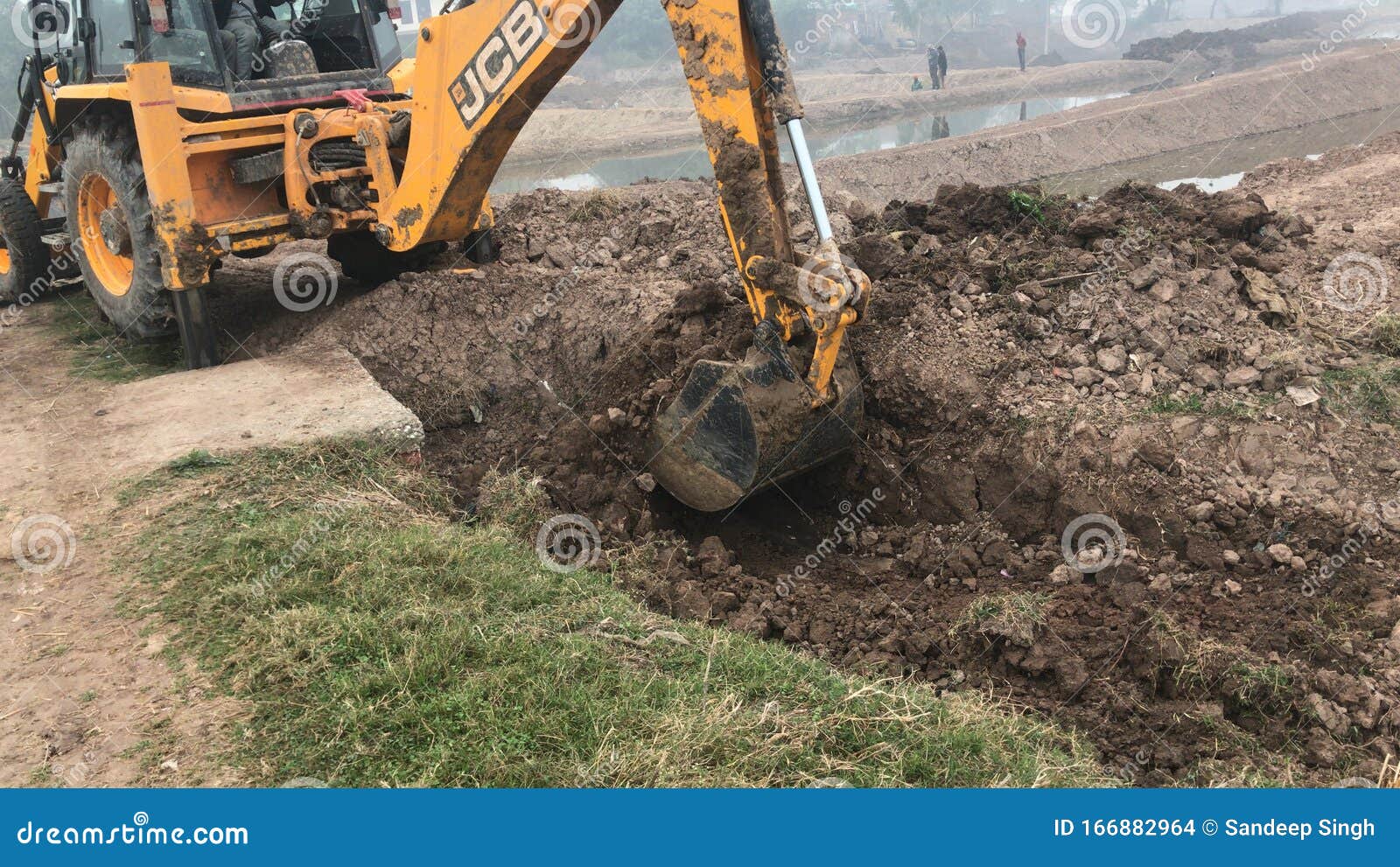 Excavation work with jcb editorial stock image. Image of work - 166882964