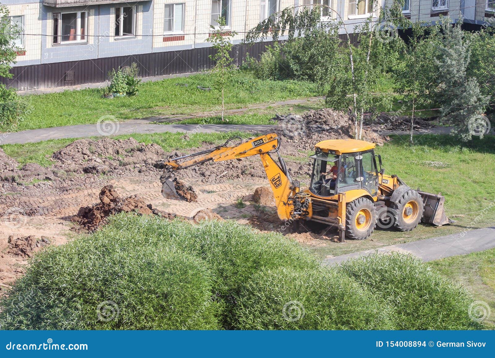 Excavation Work in the Yard Editorial Stock Image - Image of land ...