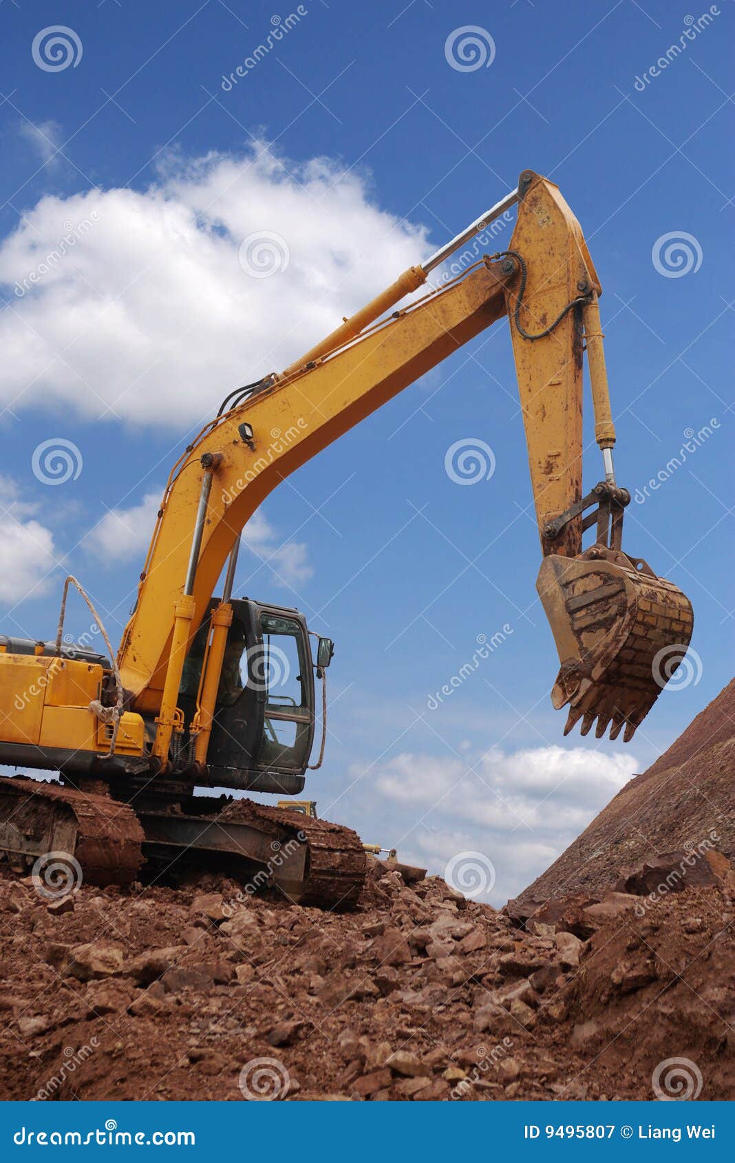 Excavator stock image. Image of work, clouds, blue, site - 9495807