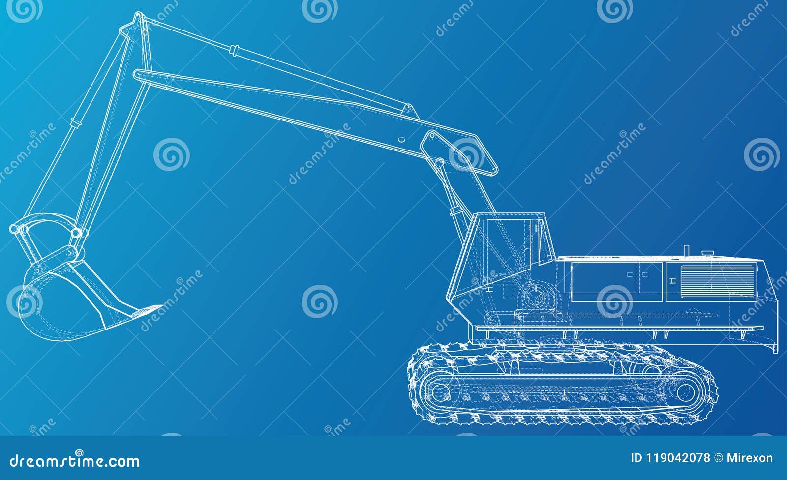 Excavator. Abstract Drawing. Wire-frame. EPS10 Format. Vector Created ...