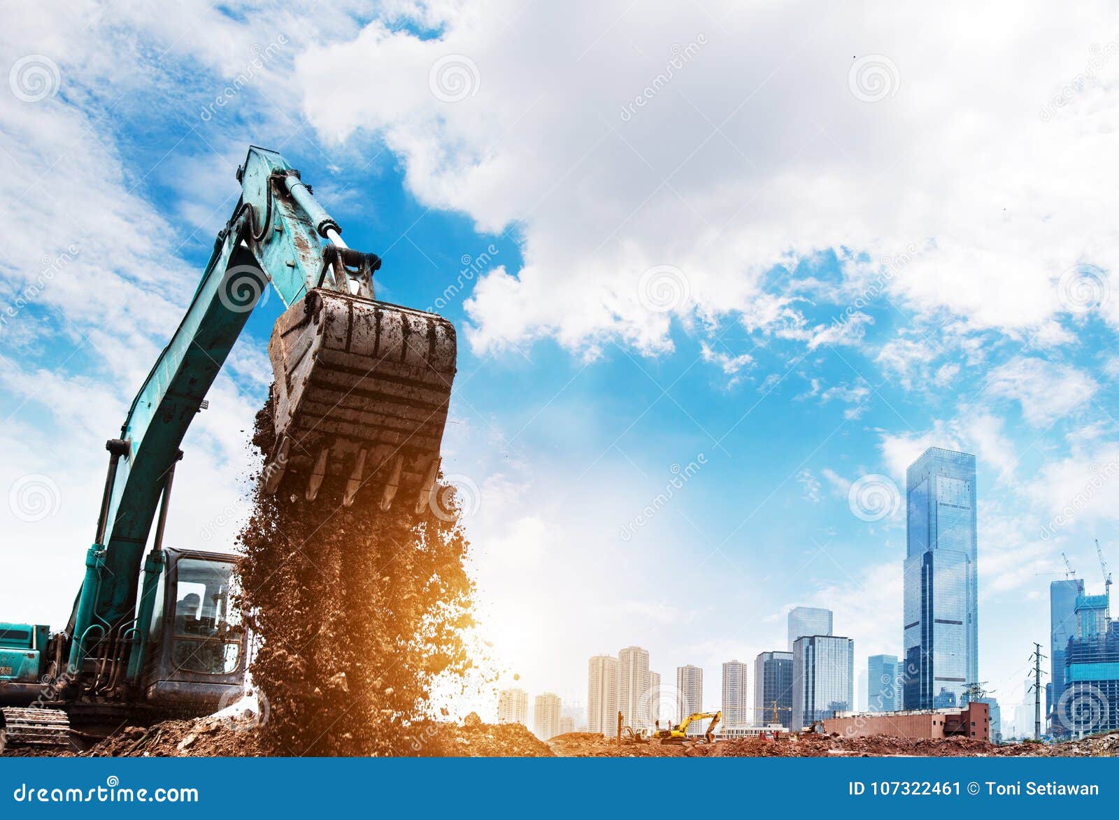 Excavator in Action stock image. Image of earthmover - 107322461