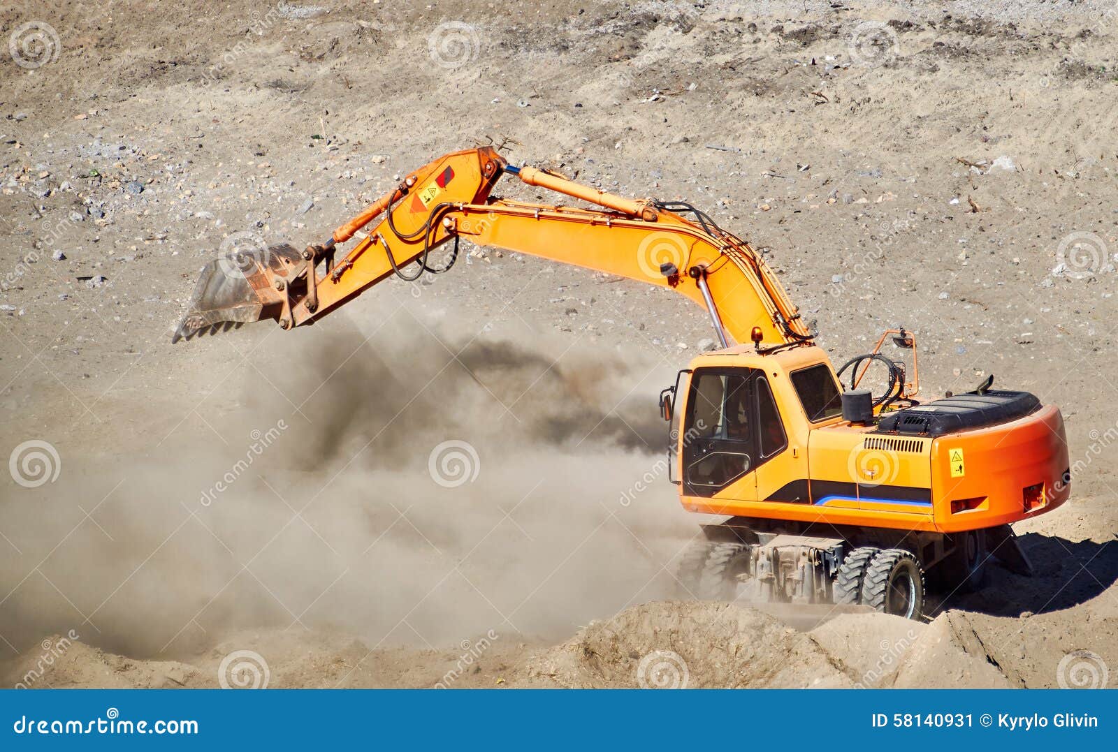 Excavator in action stock image. Image of power, work - 58140931