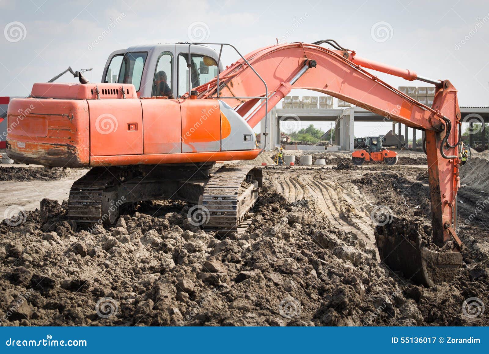 Excavator in action stock image. Image of digger, action - 55136017