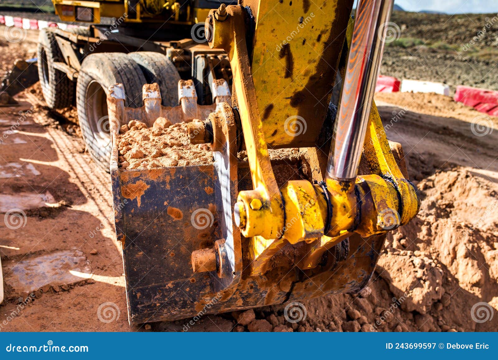 Backhoe Digging in Dust Close Up Stock Image - Image of street, close ...