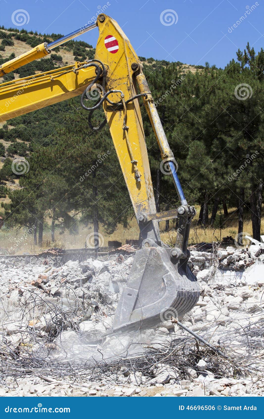 Excavator in Action stock photo. Image of tree, excavator - 46696506