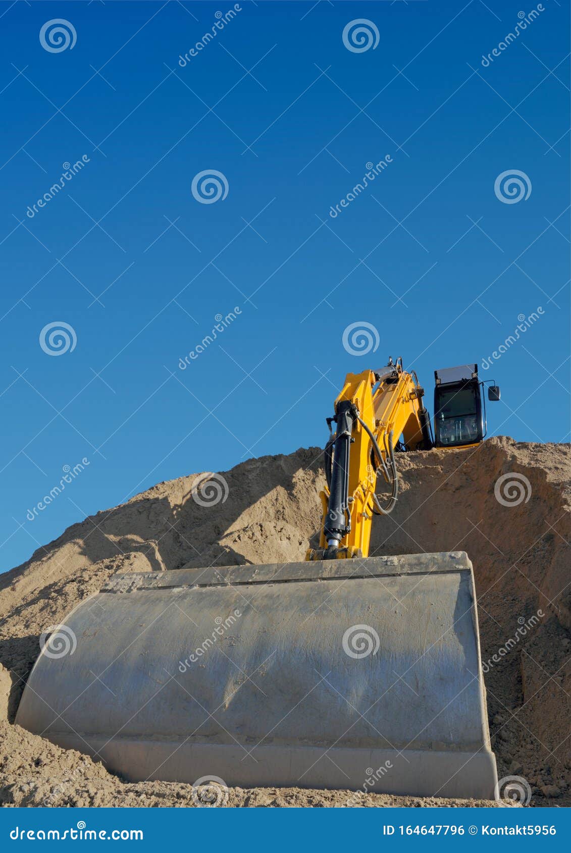 Excavator in Action, Wide-angle Photograph Taken from Below, A4, A3, A2 ...