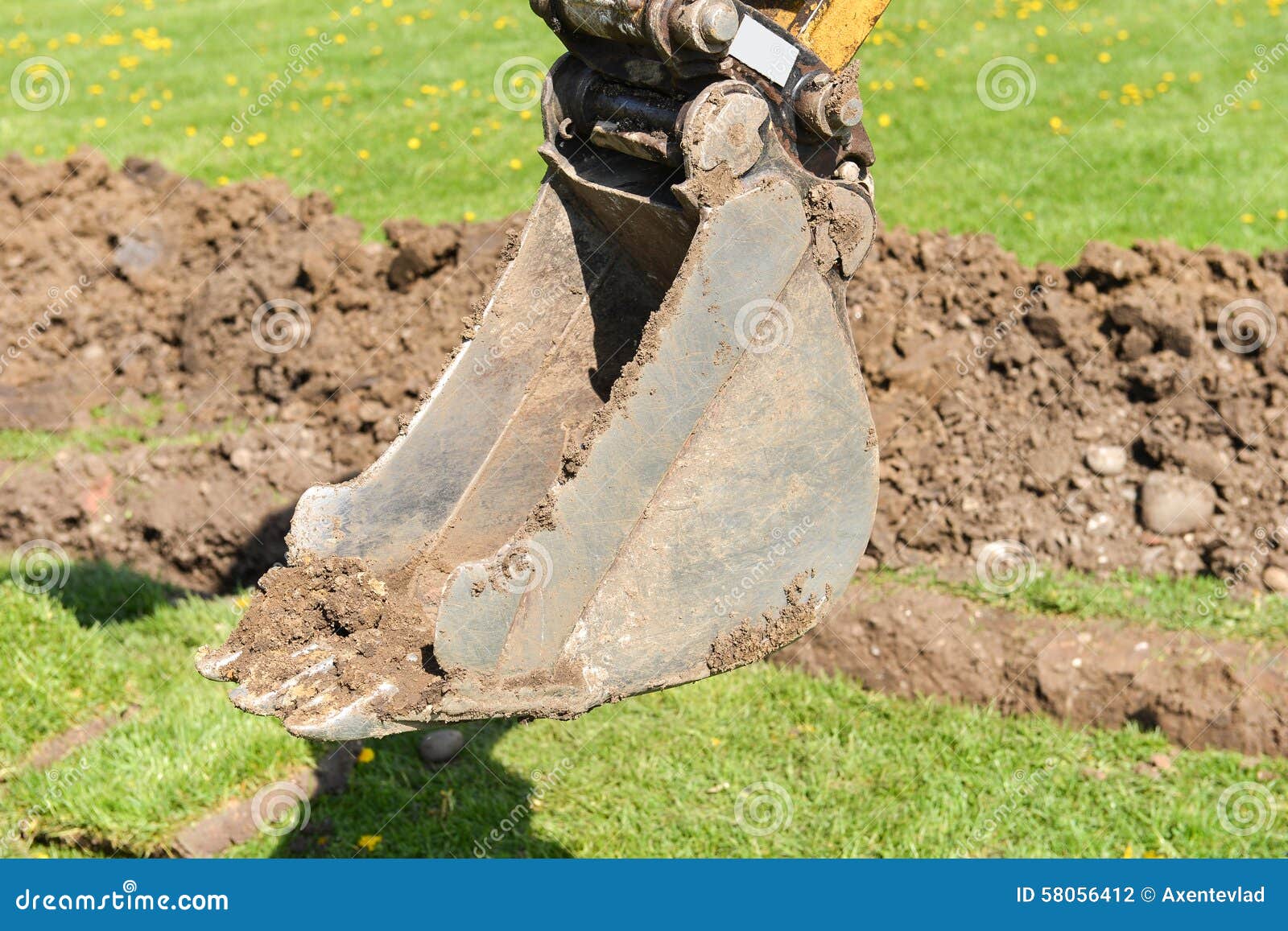 Digging A Deep Trench And Filling It With Stone Gravel To Construct A ...