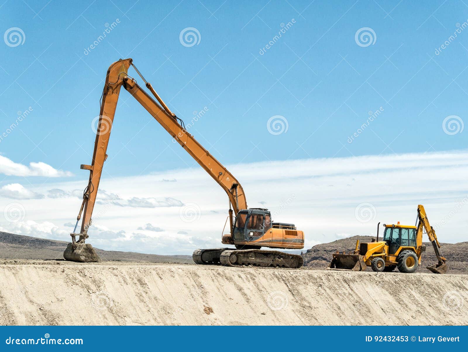 Excavator and backhoe stock image. Image of environmental - 92432453