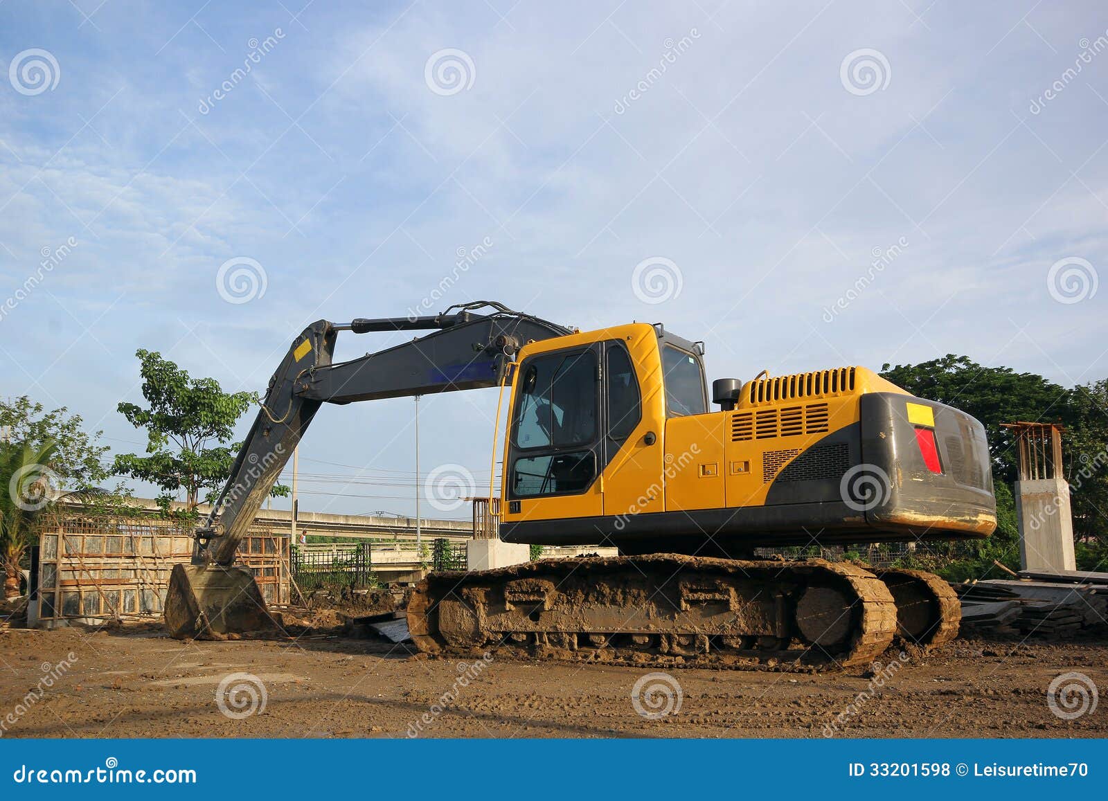 Excavator and backhoe stock photo. Image of digging, vehicle - 33201598