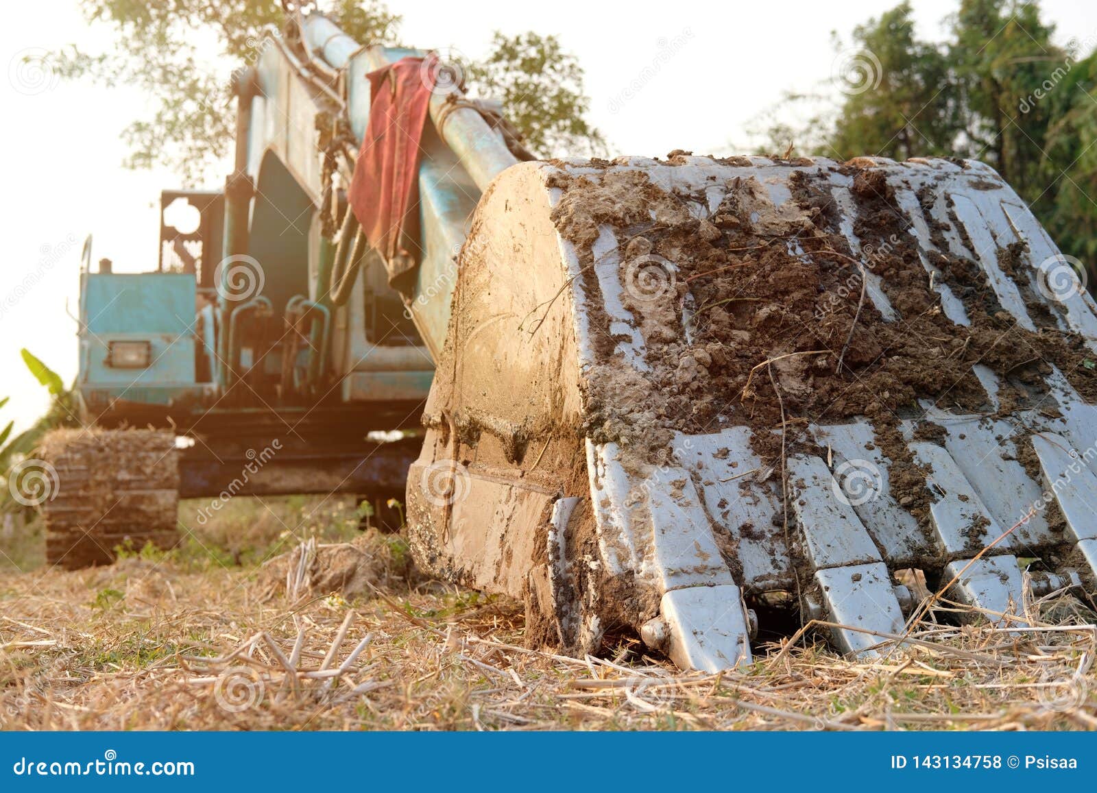 Excavator Backhoe Tractor at Construction Site Stock Photo - Image of ...