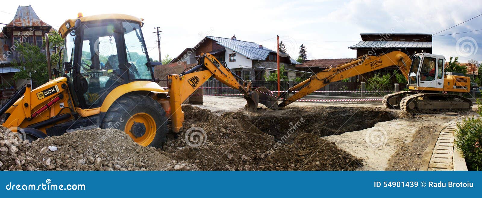 Excavator and backhoe editorial stock image. Image of soil - 54901439
