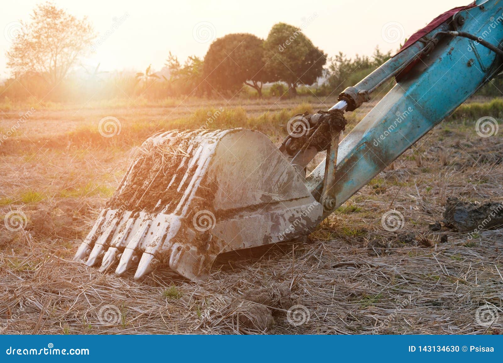 Excavator Backhoe Tractor at Construction Site Stock Photo - Image of ...