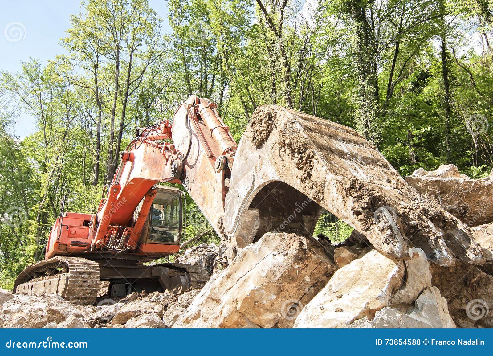 Excavator with big shovel stock photo. Image of loader - 73854588