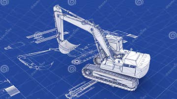 Excavator Blueprint stock illustration. Illustration of plans - 25382785