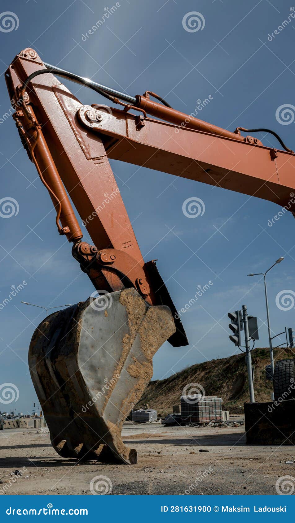 Excavator Bucket on Blue Sky Editorial Image - Image of loader ...