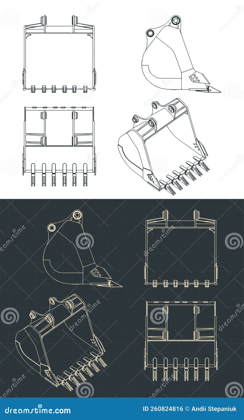 Excavator Bucket Blueprints Stock Vector - Illustration of vector ...
