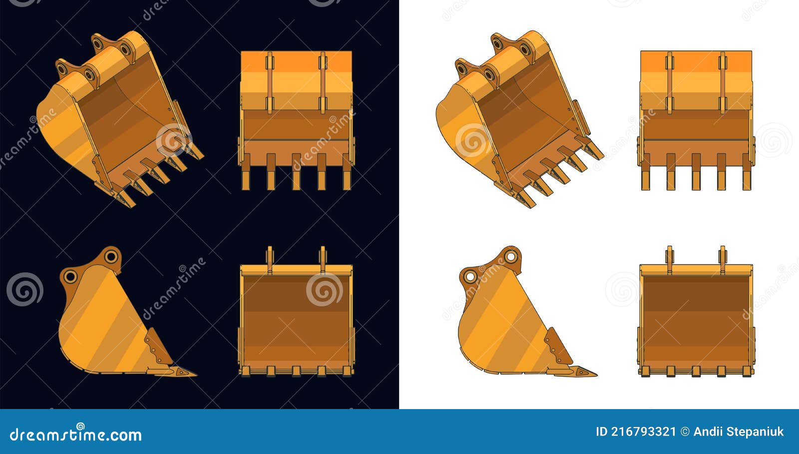 Excavator Bucket Color Blueprints Stock Vector - Illustration of mover ...