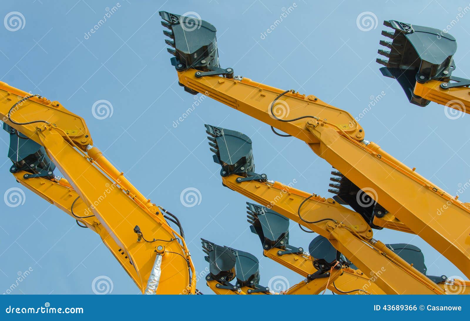 Excavator Bucket on the End of a Yellow Hydraulic Arm Stock Photo ...