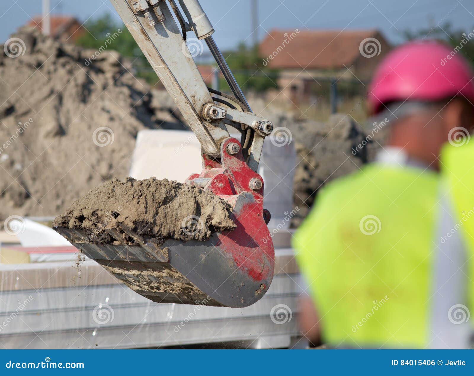 Excavator Bucket Loaded with Dirt Stock Photo - Image of dredging ...