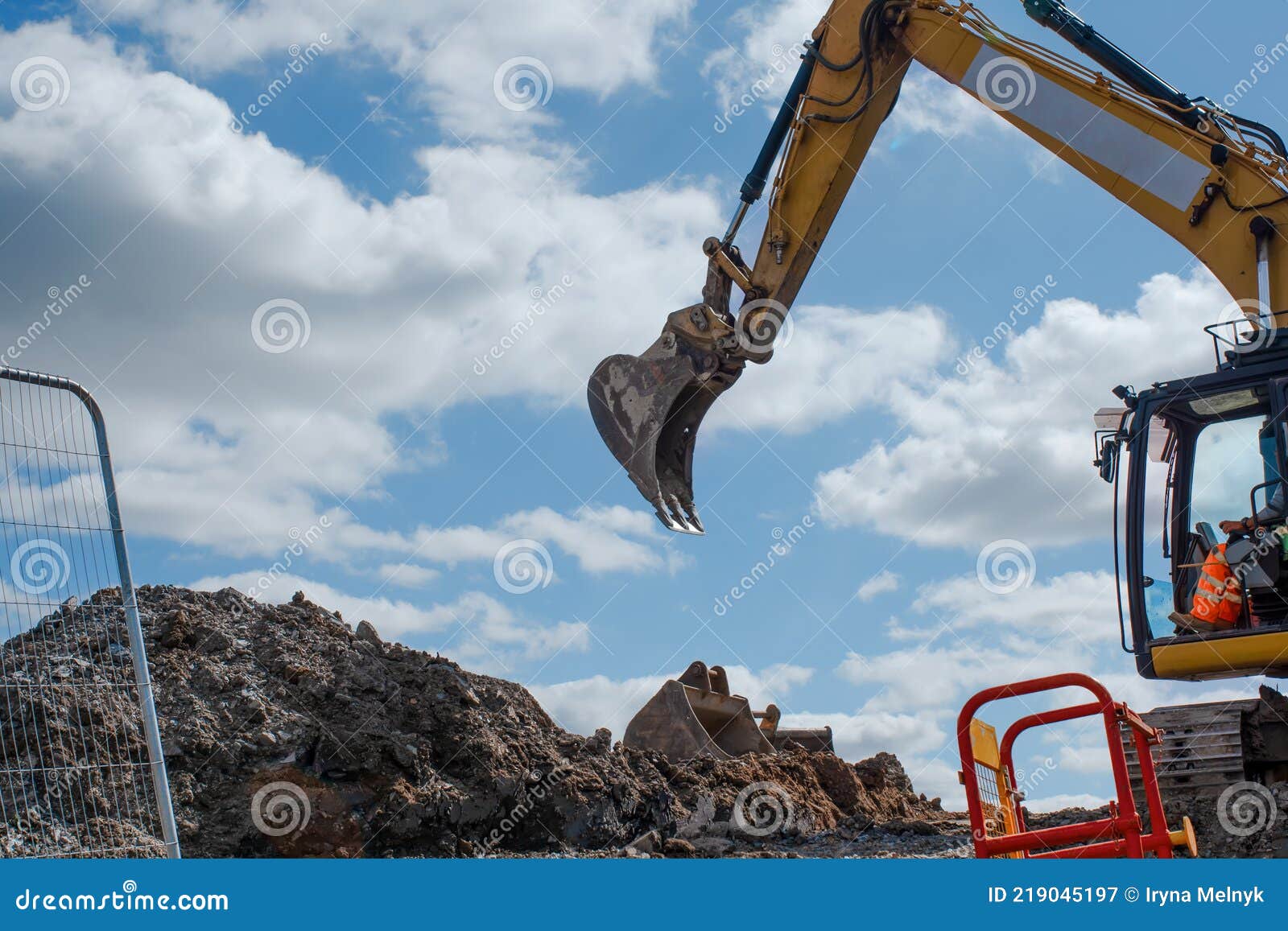 Excavator Bucket Placed on the Ground in Safe Position Stock Image ...