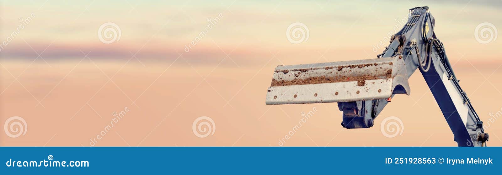 Excavator Bucket Raised Up on Construction Cite Stock Image - Image of ...