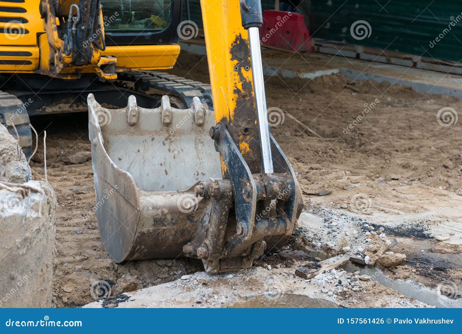 Excavator bucket or scoop stock photo. Image of ground - 157561426