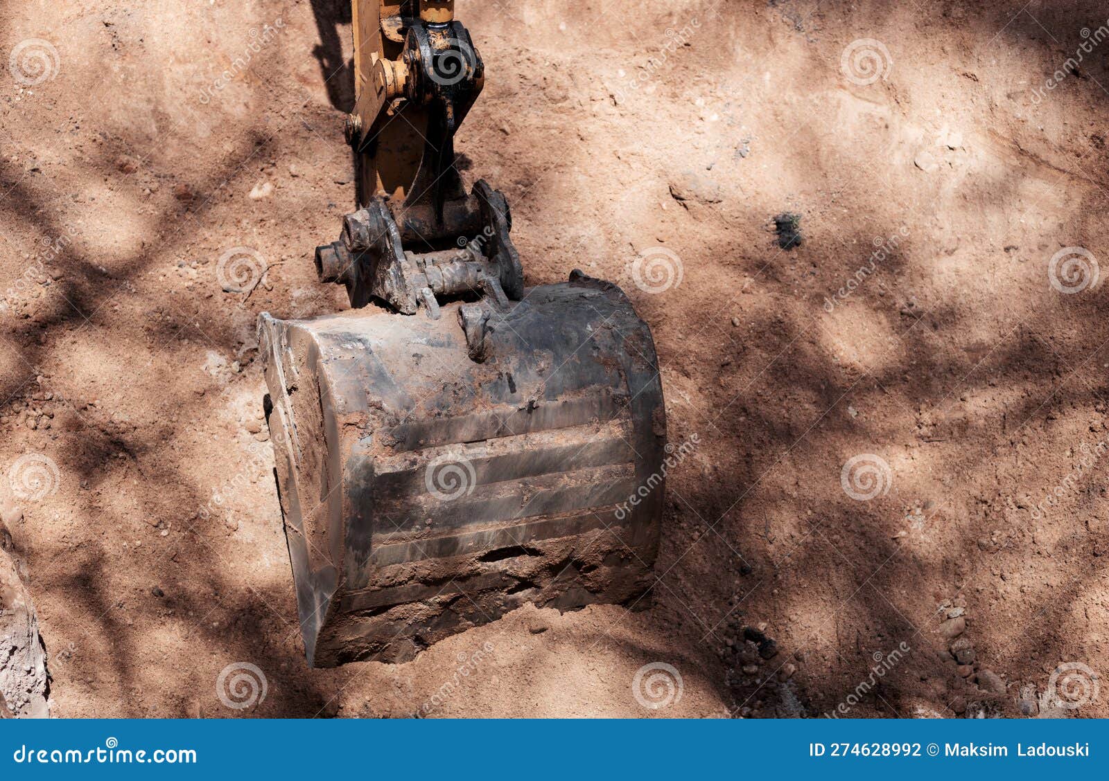 Excavator bucket in work stock photo. Image of construction - 274628992