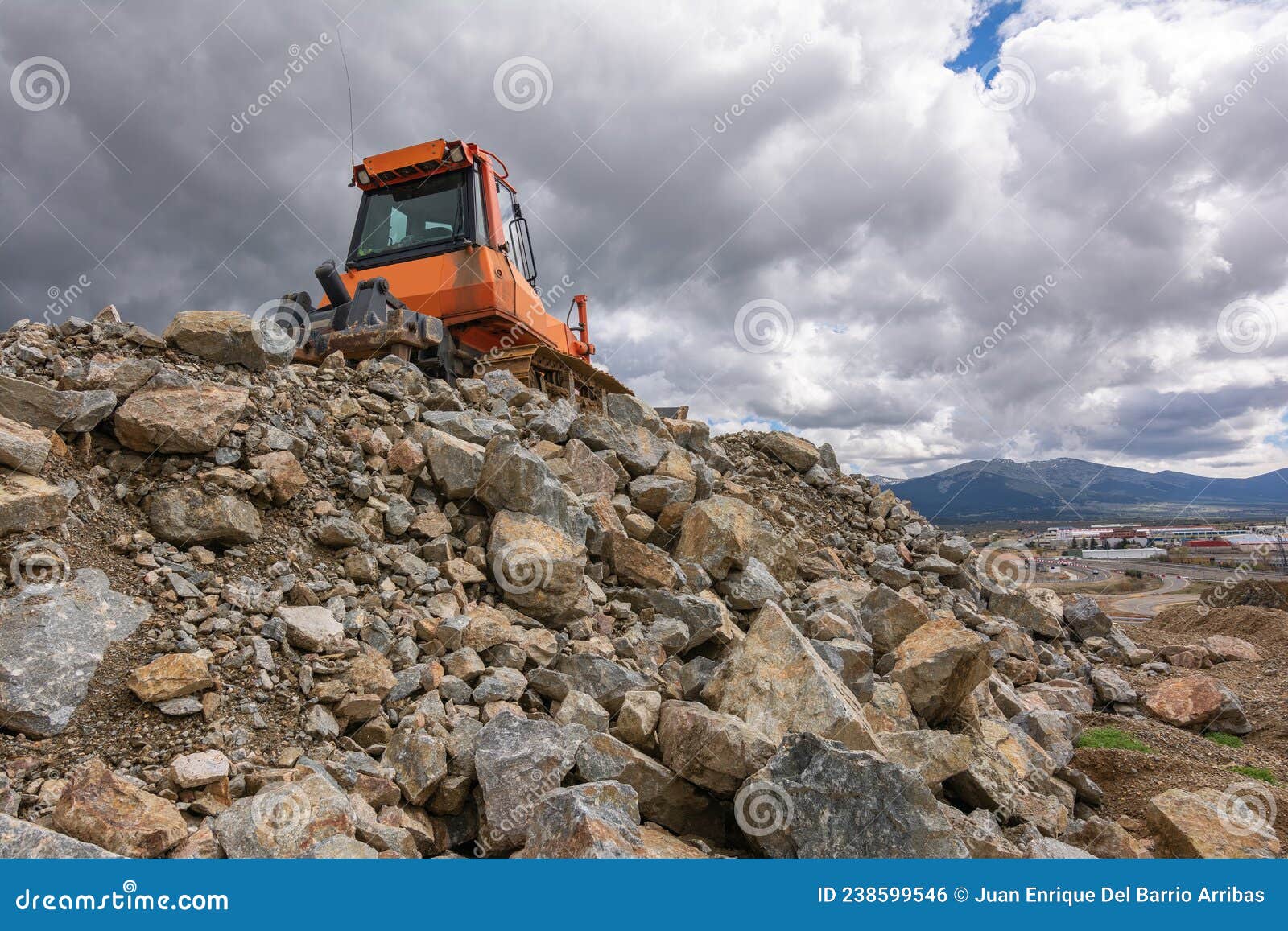 Excavator Building a Road in a Site Construction Stock Photo - Image of ...