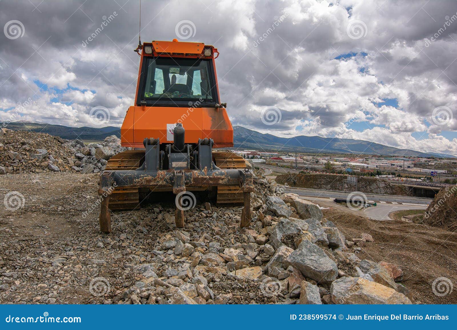Excavator Building a Road in a Site Construction Stock Photo - Image of ...