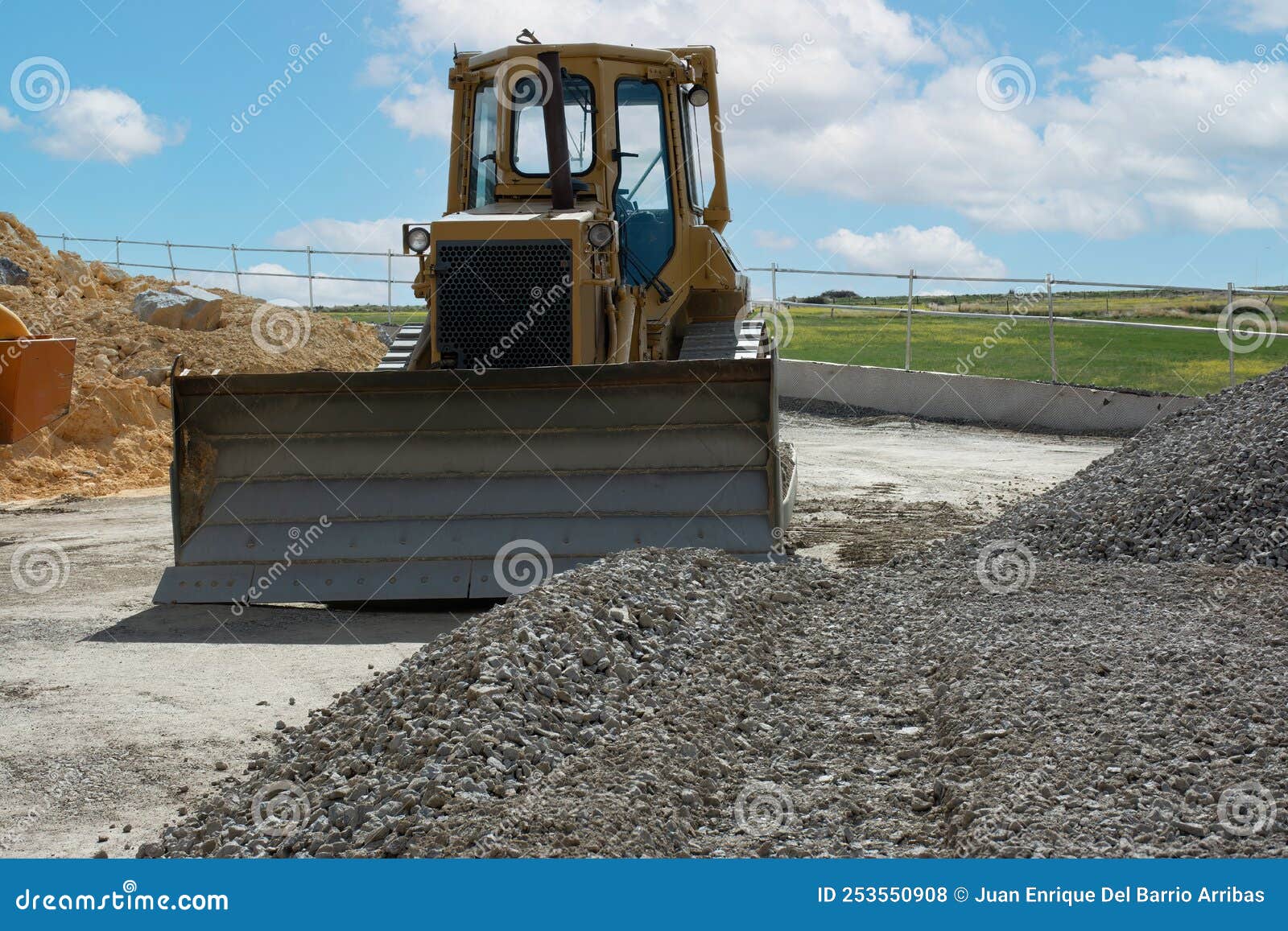 Excavator Building a Road in a Site Construction Stock Photo - Image of ...