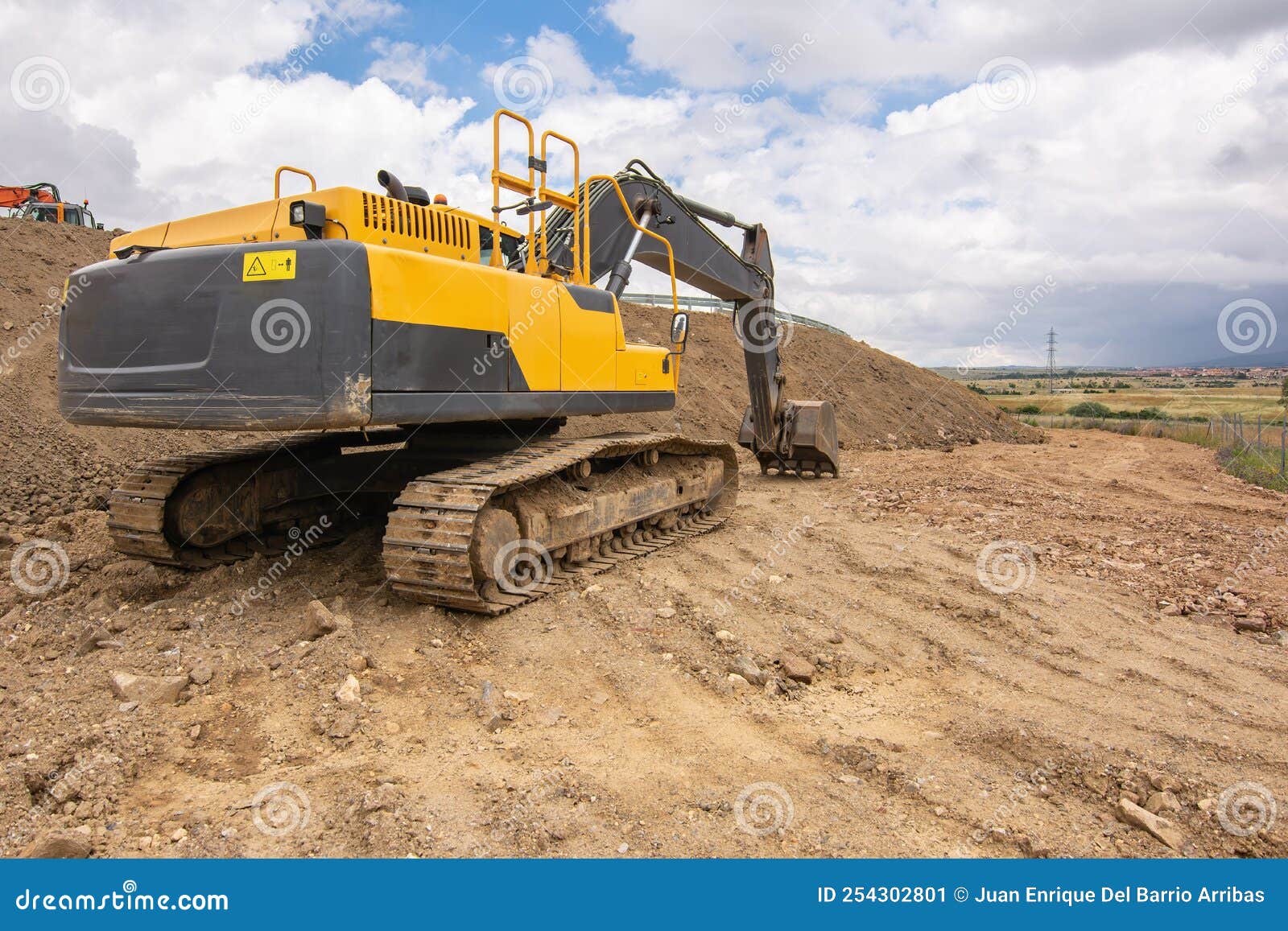 Excavator Building a Road in a Site Construction Stock Image - Image of ...