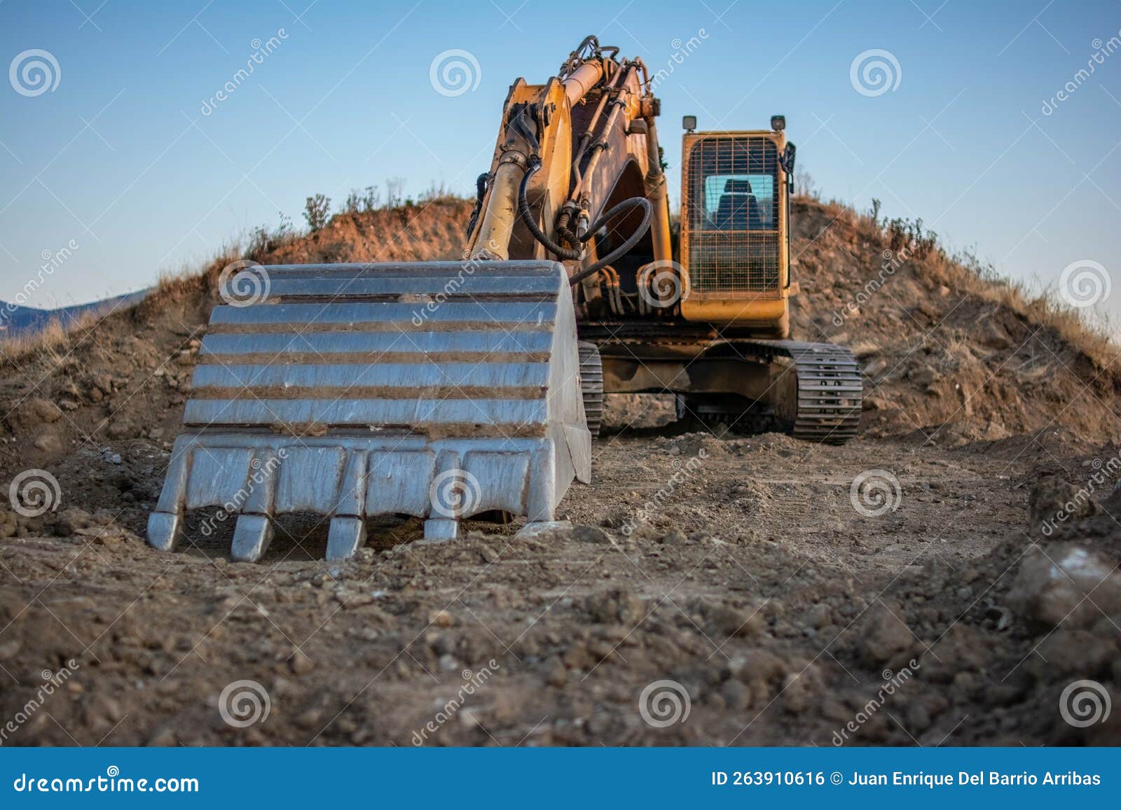 Excavator Building a Road in a Site Construction Stock Photo - Image of ...