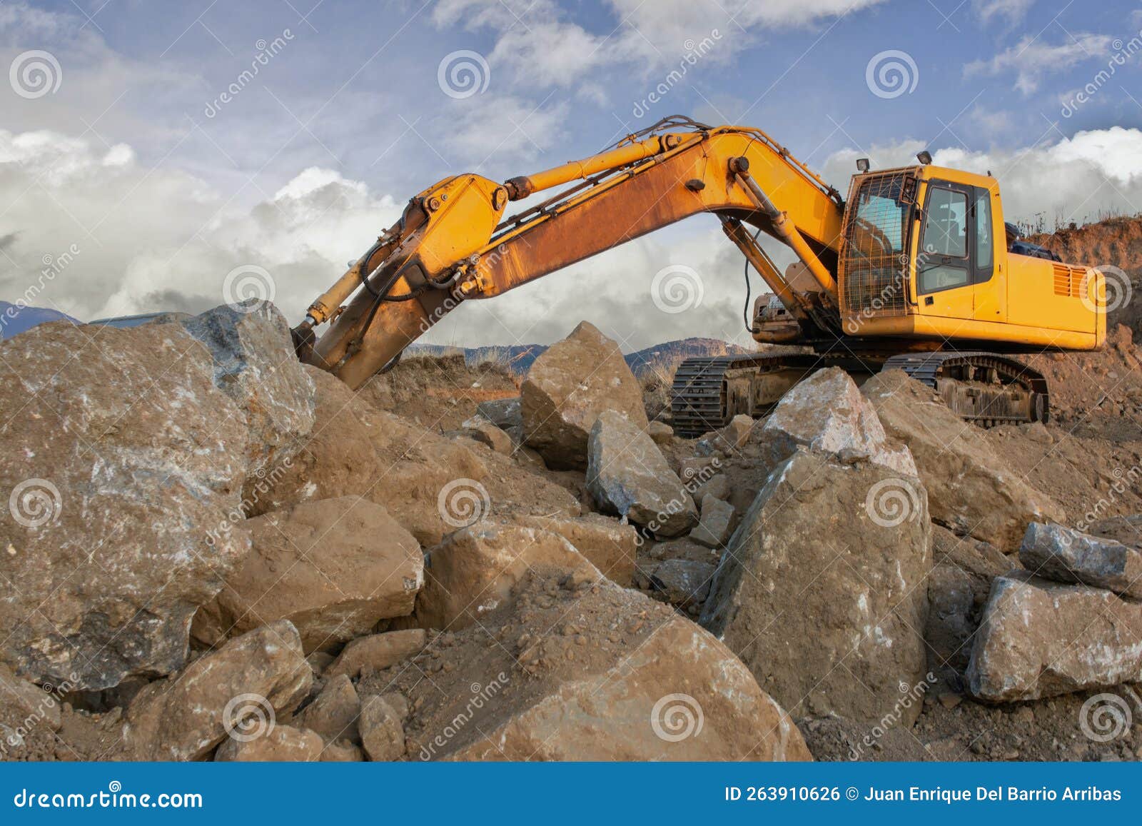 Excavator Building a Road in a Site Construction Stock Photo - Image of ...