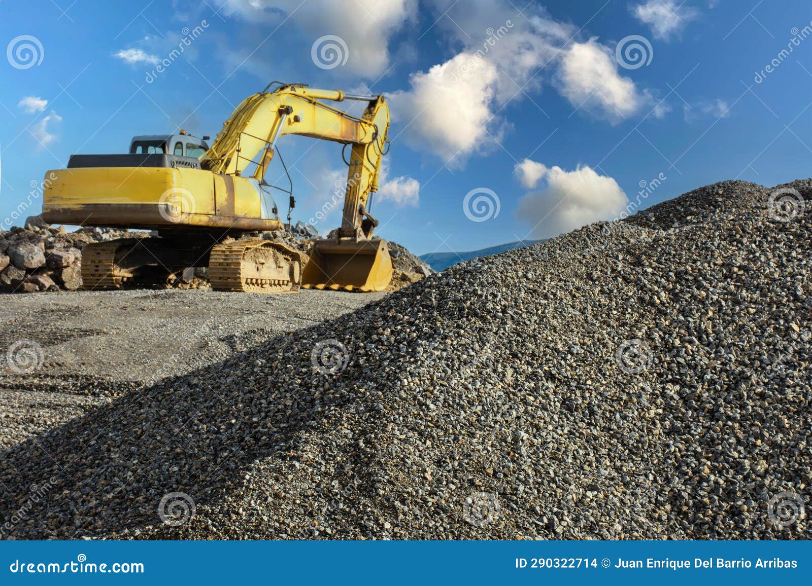 Excavator Building a Road in a Site Construction Stock Photo - Image of ...