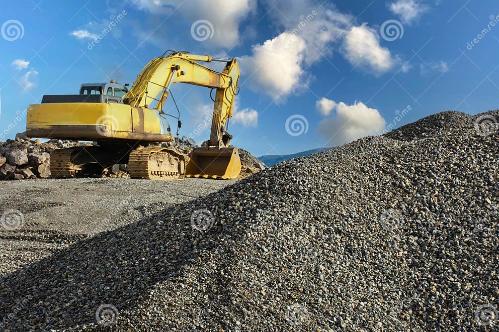 Excavator Building a Road in a Site Construction Stock Photo - Image of ...