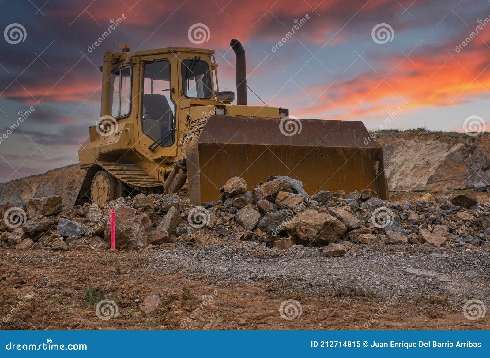 Excavator Building a Road in a Site Construction Stock Image - Image of ...