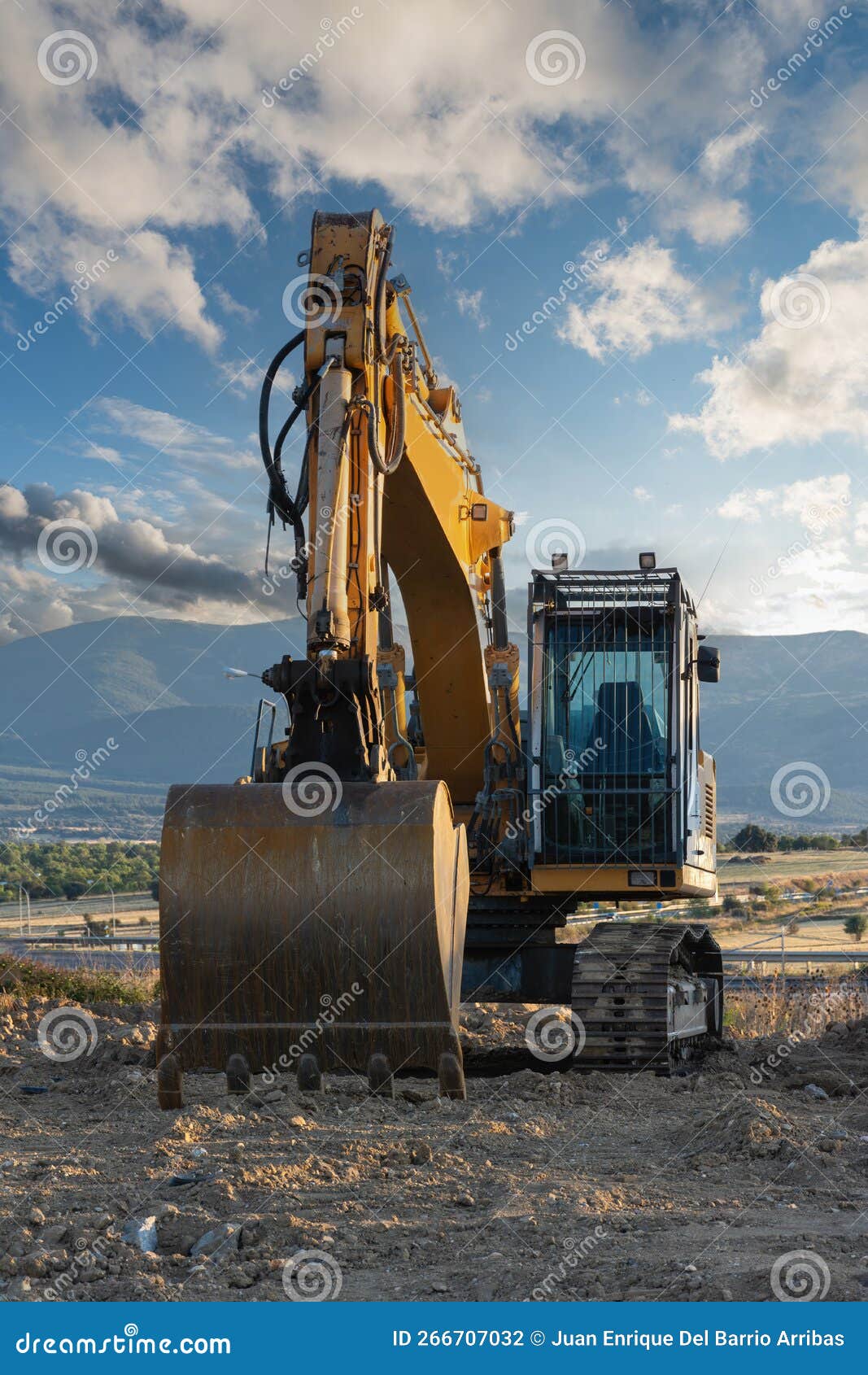 Excavator Building a Road in a Site Construction Stock Photo - Image of ...