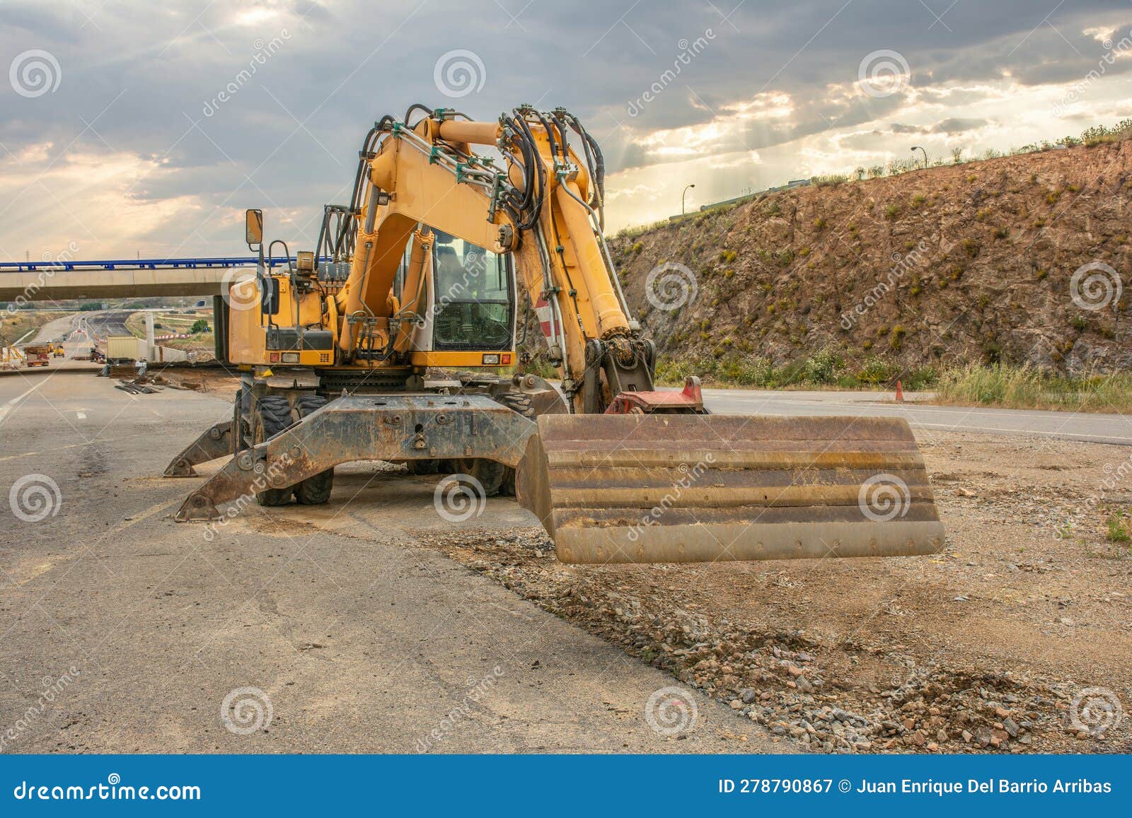 Excavator Building a Road in a Site Construction Stock Image - Image of ...