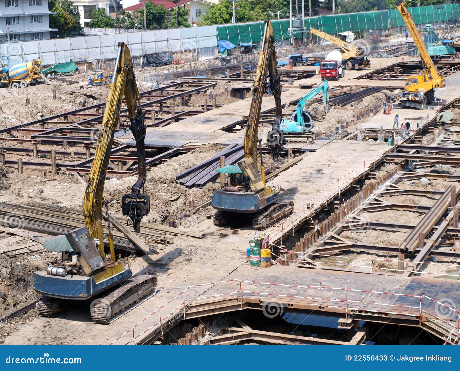 Excavator on a Building Site Stock Image - Image of bucket, machine ...