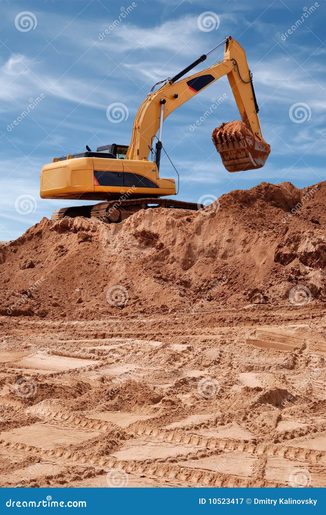 Excavator Bulldozer in Sandpit Stock Image - Image of caterpillar ...